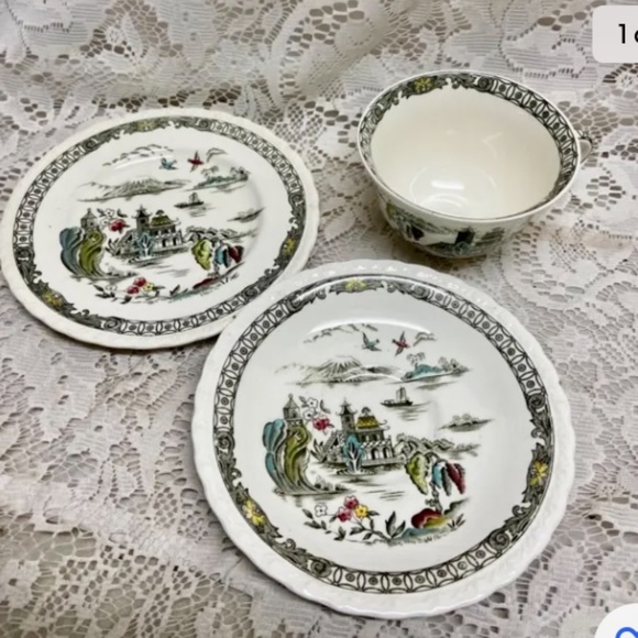 Myott | Dining | Vintage Rare Myott England Variant Polychrome Willow ...